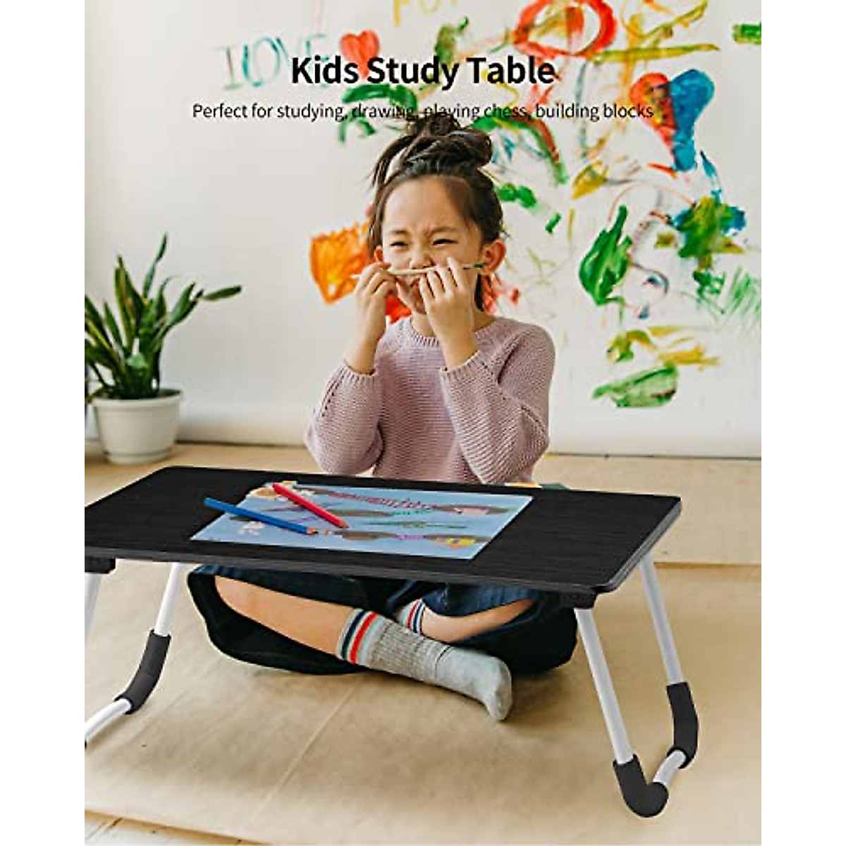 Ruxury Folding Lap Desk Laptop Stand Bed Desk Table Tray, Breakfast Serving Tray, Portable & Lightweight Mini Table, Lap Tablet Desk for Sofa Couch Floor - Black