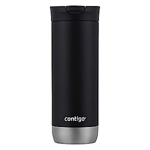 Contigo Huron Vacuum-Insulated Stainless Steel Travel Mug with Leak-Proof Lid, Keeps Drinks Hot or Cold for Hours, Fits Most Cup Holders and Brewers, 16oz Licorice