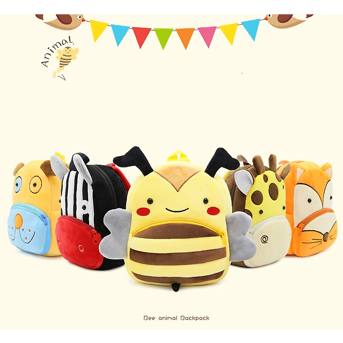 Toddler Backpack Neoprene 3D Animal Backpack Kids Animal Cartoon Casual Bags Water Resistance Kindergarten Preschool Bag (Bee)