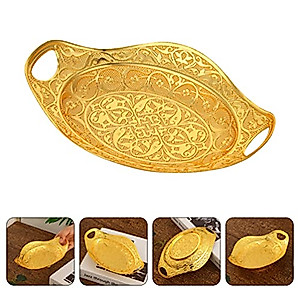 Didiseaon Decorative Metal Serving Tray Golden Snack Plate Fruit Tray European-Style Decorative Tray for Weddings, Upscale Parties, Dessert Table, Cupcake Display