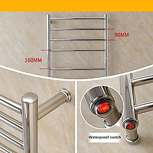 Bathroom Towel Warmer Electric Heated Towel Rack, Towel Warmer Drying Rack, Electric 304 Stainless Steel Heated Towel Rack with Shelf, Wall-Mounted Electric Heated Towel Rail, Bathroom Accessories,Sil