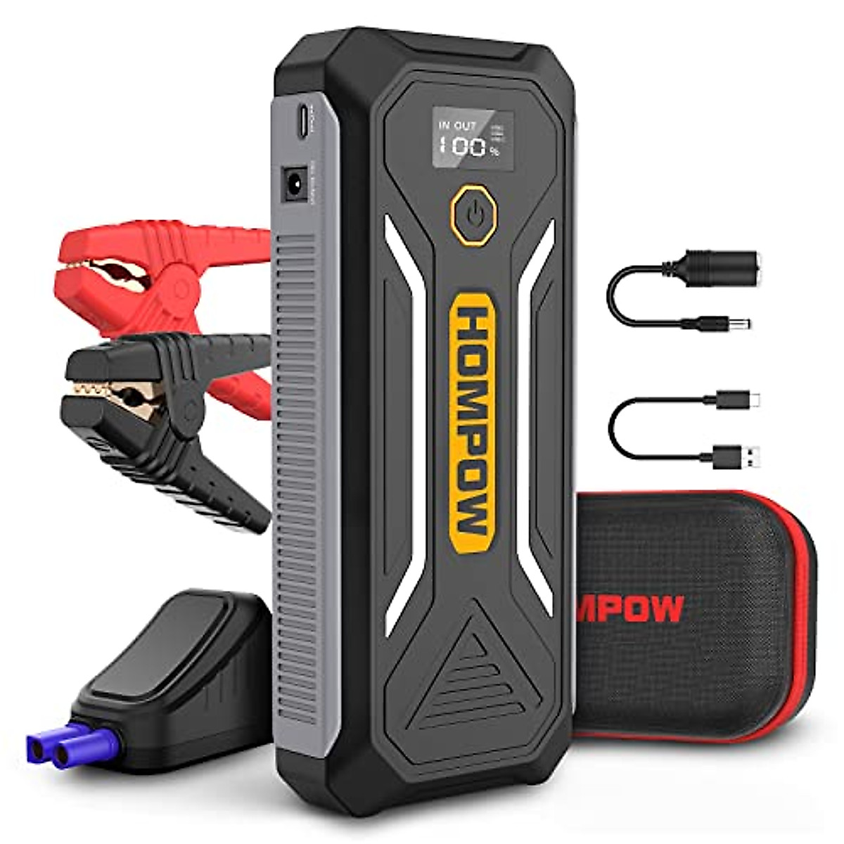 3000A Peak Jump Starter Battery Pack for Up to 10L Gas and 8L Diesel Engines, 12V Portable Car Battery Jump Starter Box with 400 Lumens LED Light