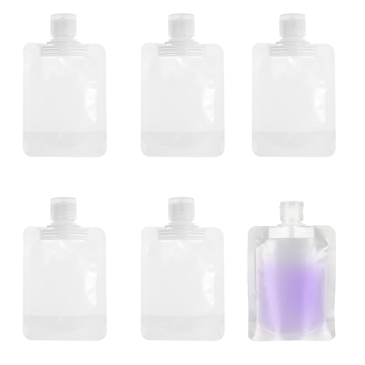 IETONE 10 Pieces 100 ml Transparent Clamshell Packaging Bag Plastic Stand Up Spout Pouch Portable Travel Fluid Makeup Packing Bag for Lotion/Shampoo/Face Cream/Hand Soap/Mask Mud