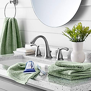 Amazon Basics Cotton Washcloths, Quick-Dry, 12" x 12", 12-Pack, Seafoam Green