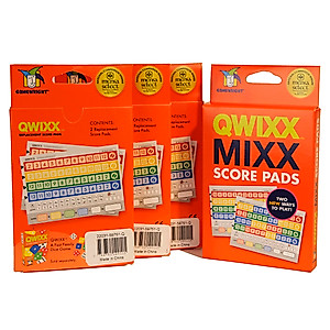 Deluxe Games and Puzzles Qwixx Score Sheets 4 Pack with Qwixx Compatible ‘Socially-Distanced’ Game Dice Quantity = 30, Bundled