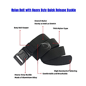 2 Pack-Metal Buckle Quick Release Outdoor Tactical Belt for Men Stretch Nylon Web Belt for Hunting Camping (BLACK+BROWN)