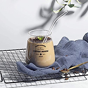 HeykirHome 6-Pack Reusable Glass Straw-Transparent,Size 8''x10 MM,Including 3 Straight and 3 Bent with 2 Cleaning Brush- Perfect For Smoothies, Tea, Juice-Clear