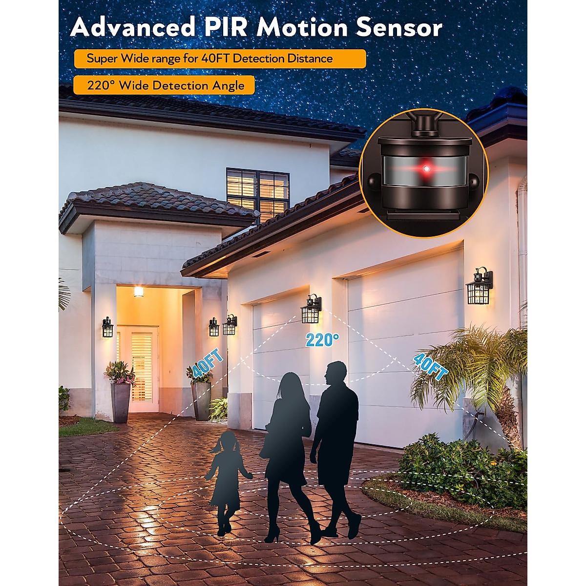 VIANIS ORB Motion Sensor Outdoor Lights Wall Mount, Dusk to Dawn Waterproof Exterior Lantern for House, Oil Rubbed Bronze Anti-Rust Garage Sconce Outside for Door, Garage, Entryway, Hallway