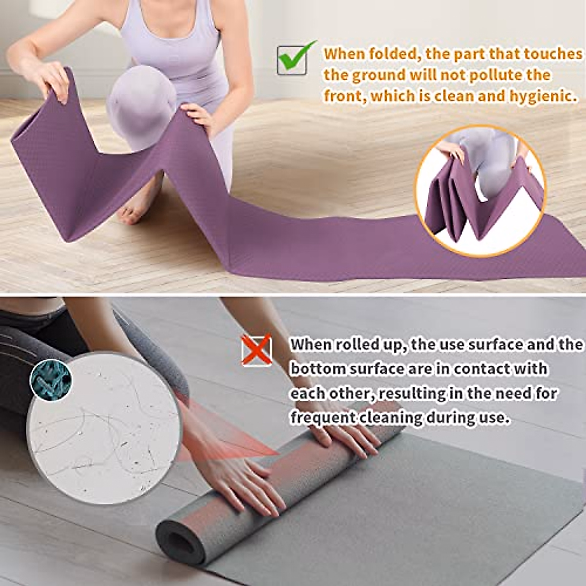 Yoga Mat 72"X24" WeMe TPE Exercise Yoga Mat 4mm/6mm/8mm Thick -2024 New Training Folding Mat Fitness Mat for Women, Men & Children,Non-Slip High-Density Eco Friendly for Pilates Mat with Storage Bag
