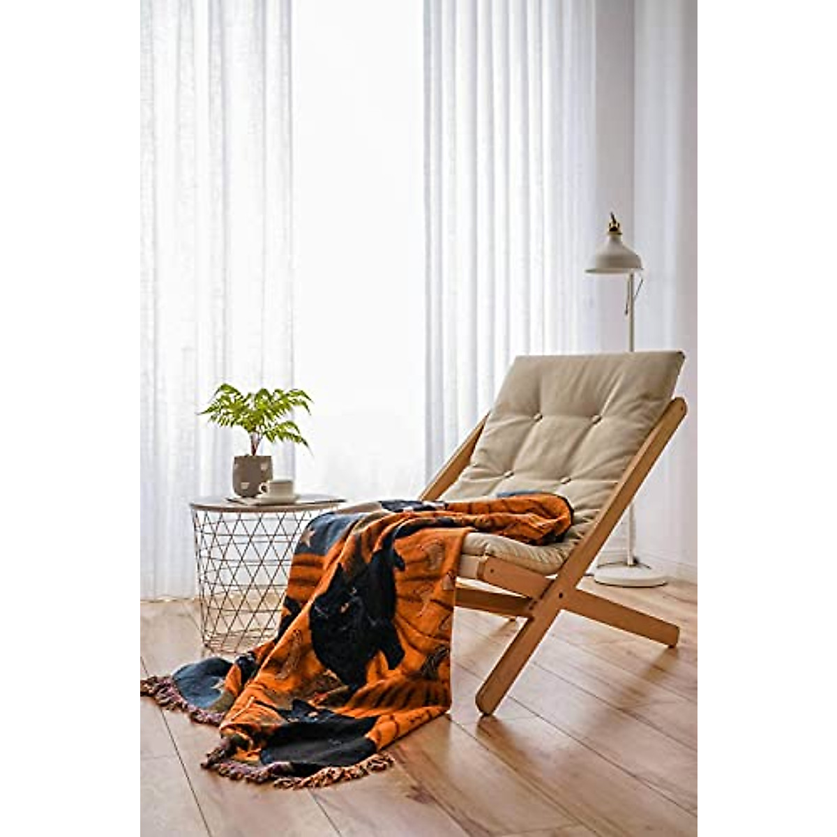 Dafatpig Halloween Blanket Sofa Blanket Fringe Throw Blanket 100% Cotton Lightweight for Chair Sofa Couch Bed Cover Fit Home Cozy Knit Blankets for Autumn