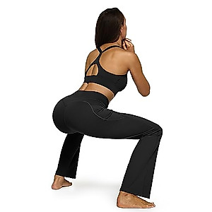 G4Free Fleece Lined Bootcut Yoga Pants with Pockets for Women Thermal Warm Flared Leggings Stretchy Soft Fleece(Black,M)