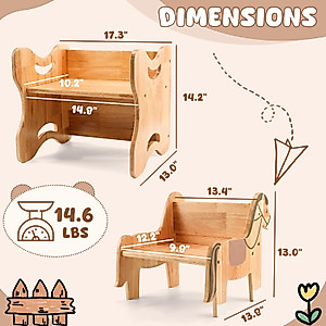 Grebarley Montessori Weaning Table and Chair Set, Solid Wood Tables and Chairs for Toddlers Age 1-3, Real Hardwood 2 in 1 Desk for Reading, Snack Time, Activity Cube, Step Stool, Montessori Furniture