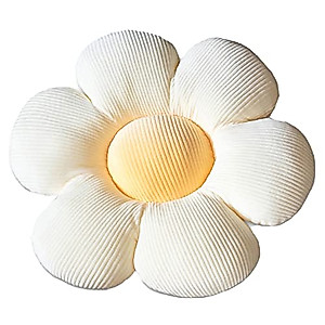 WYIKE Flower-Shaped Cute Pillow, Flower Cushion, Reading Pillow and Leisure and Comfortable Pillow, Car Cushion (Beige/Yellow, 40cm*40cm)