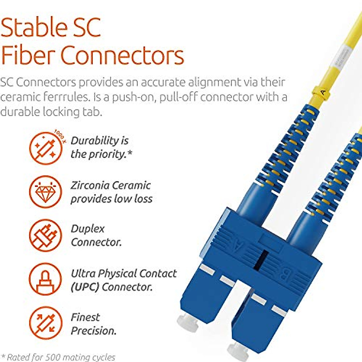 BEYONDTECH LC to SC Single Mode Fiber Patch Cord (Insensitive) - Duplex - 5M - UPC/UPC - 9/125um OS2 100G PureOptics Cable Series