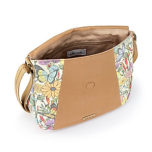 Sakroots Foldover Crossbody Bag in Cotton Canvas, Pinkberry in Bloom