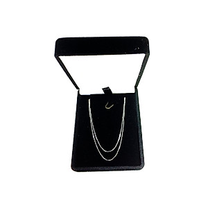 Jewelry Affairs 10k Solid Real Gold Mirror Box Chain Necklace, 0.45mm (20 Inches, White Gold)