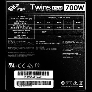FSP Twins Pro ATX PS2 1+1 Dual Module 700W Certified Efficiency ≥90% Hot-swappable Redundant Digital Power Supply with Guardian Monitor Software (Twins Pro 700)