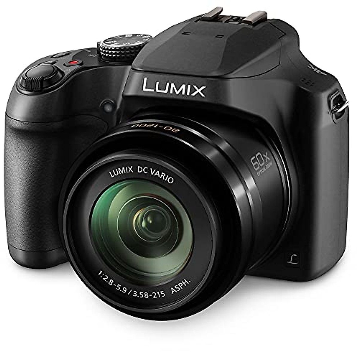 Panasonic Lumix DC-FZ80 Digital Camera (DC-FZ80K) - Bundle - with 256GB Memory Card + LED Video Light + DMW-BMB9 Battery + Digital Flash + Soft Bag + 12 Inch Flexible Tripod + Cleaning Set + More