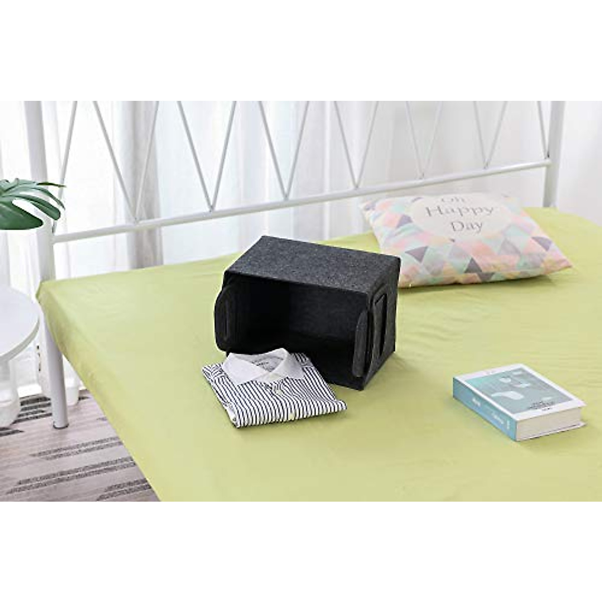 Minoisome Foldable Storage Baskets with Carry Handles Felt Fabric Collapsible Storage Cubes Bin for Organizing Toys Clothes Gifts Closet Shelves Kids Room Laundry Office