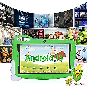 Kids Tablet for Toddlers, Android 13 7 Inches Toddler Learning Tablet, 32GB ROM Storage Dual Cameras Children Educational Kids Tablet PC(Green)