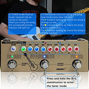 HOEREV Multi Effects Guitar Pedal Delay Reverb Phase Chorus Distortion Overdrive Multi Effects Pedal for Acoustic Guitar Built-in Battery