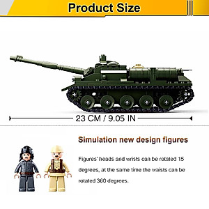 ChokGift Military Army WWII SU-85 Tank Destroyer Vehicle Building Kit Army Series Building Block Set with 2 Soldier Figures, Best Roleplay STEM Construction Toy for Boys Girls (338 PCS)