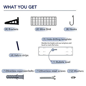 FLEXIMOUNTS Garage Wall Shelving, 2-Pack 1x3 ft, Includes 8 Bike Hooks, Wall Shelf Garage Organization System w/Bike Hangers, Garage Storage Rack, Floating Shelves, 300 lbs Weight Capacity