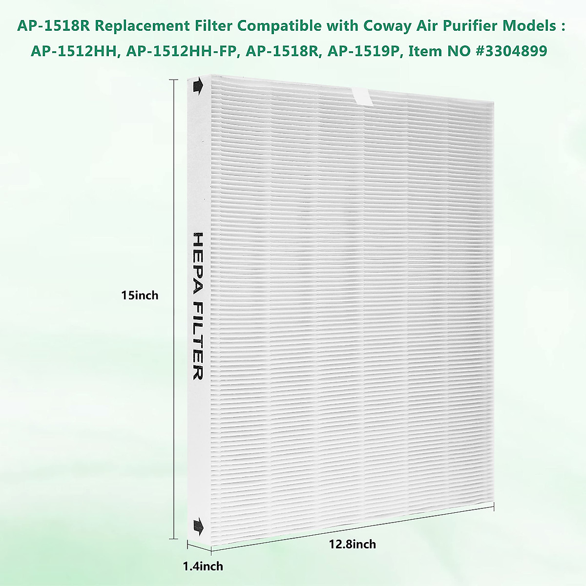 Nyingchi AP-1512HH HEPA Filter Replacement, Compatible with Coway AP-1512HH Mighty, AP-1512HH-FP, AP-1518R, AP-1519P Air Purifier, Item NO #3304899, Include 2 H13 HEPA Filters + 4 Odor Pre-filter