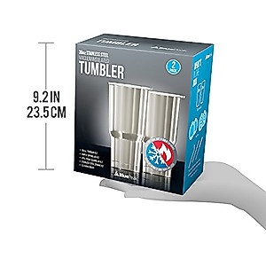 BluePeak Double Wall Vacuum Stainless Steel Insulated Tumblers Set, 2-Pack - Includes 2 Sipping Lids, 2 Spill-Proof Sliding Lids, 2 Straws, 1 Cleaning Brush & Gift Box (30 oz, Silver)