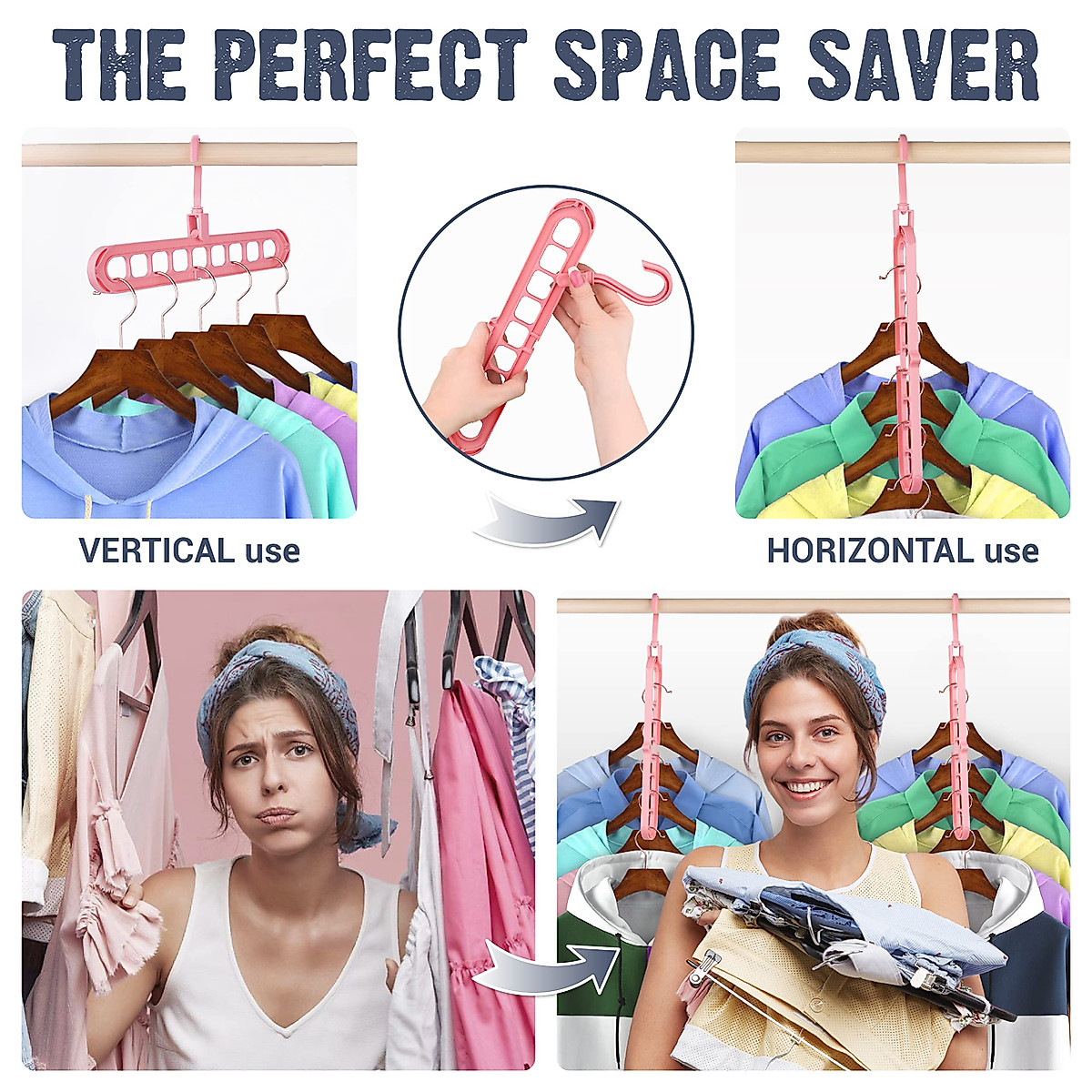 Vita88shop - Closet Organizers and Storage, Pack of 6 Multifunctional Closet Organizer Hangers with 9 Holes Closet Storage Organization for Wardrobe