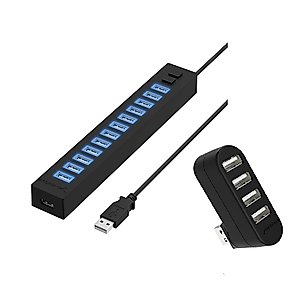 Sabrent 13 Port High Speed USB 2.0 Hub + 4-Port USB 2.0 Hub [90°/180° Degree Rotatable]