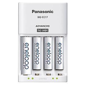 Eneloop Panasonic BQ-CC17SBA Advanced Individual Battery Charger with 4 LED Charge Indicator Lights, White