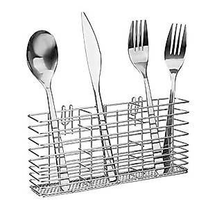 SANNO Stainless Steel Cutlery Utensil Holder Silverware Organizer Rack with Hooks Removable Drying Rack Silverware Holder Utensil Cutlery Basket Kitchen Dish Drainer Dish Drying Rack