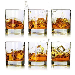 LUXU Whiskey Glasses-Premium 11 OZ Scotch Glasses Set of 6 /Old Fashioned Whiskey Glasses/Perfect Scotch Bourbon Whiskey Tumblers/Style Glassware for Bourbon/Rum glasses/Bar whiskey glasses,Clear
