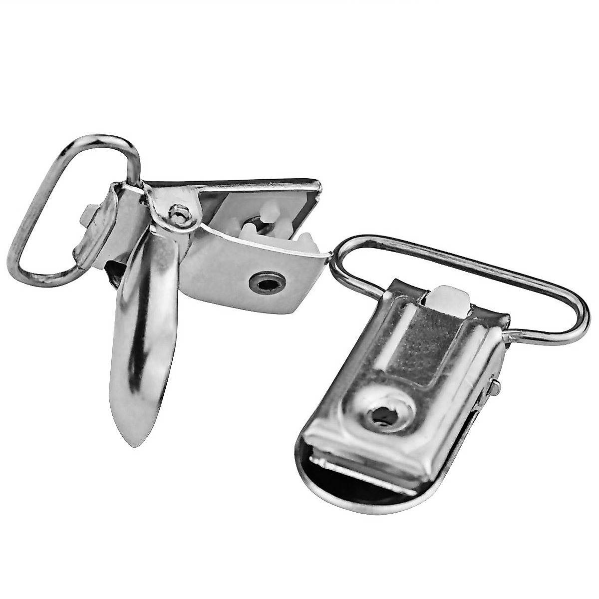 25pcs 1" Pacifier Suspender Clips, Marrywindix Pacifier Clips for Making Pacifier Holders Bib Clips Toy Holder Silver