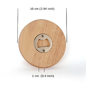 3in 1 Bottle Opener Coaster and Magnet Set of 4 Oak 10cm x 10cm