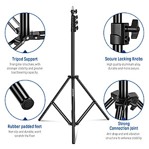 NEEWER 9.8ft/3m Air Cushioned Light Stand, Heavy Duty Metal Photography Tripod Stand with 1/4" to 3/8" Reversible Spigot, 3 Way Mounting Interface & Metal Locking Knobs, Max Load 5.5lb/2.5kg
