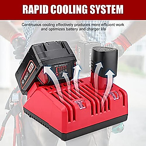 2Pack 6.0Ah 48-59-1850 Battery Replacement for Milwaukee M18 Battery and Charger Compatible with Milwaukee 18V Battery 48-11-1852 48-59-1850 48-11-1850 and Replacement Milwaukee M18 Battery Charger