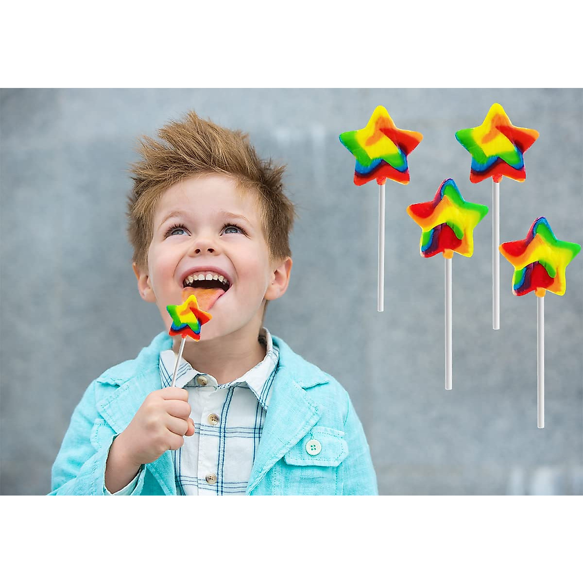 Rainbow Swirl Lollipops (12-Pack) 12 Gram, Star Design Sucker Candy, Rainbow Star, Mixed Fruit Flavor, Individually Wrapped (12-Pack)