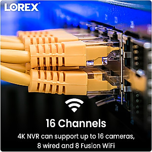 Lorex Fusion 4K Security Camera System w 3TB NVR - 16 Channel Wired Home Security w 8 Metal Cameras - Motion Detection, Active Deterrence, 2-Way Audio, Color Night Vision, Weatherproof Surveillance