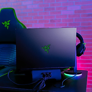 Razer Laptop Stand Chroma: 3-Port USB 3.0 Hub - Ergonomic Design - Anodized Aluminum Construction - Customizable Chroma RGB Lighting - Matte Black