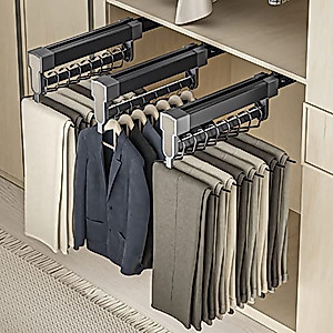 Pull Out Closet Valet Rod,Adjustable Wardrobe Top Mounted Clothes Hanger Rack Rail(300MM/11.82INCH)