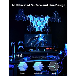 Govee Glide Hexagon Light Panels Ultra, 3D Wall Lights with DIY, RGBIC LED Gaming Lights for Wall, LED Lights for Gaming Setup with 129 Lamp Beads, Works with Alexa, 10 Pack, Lunar White