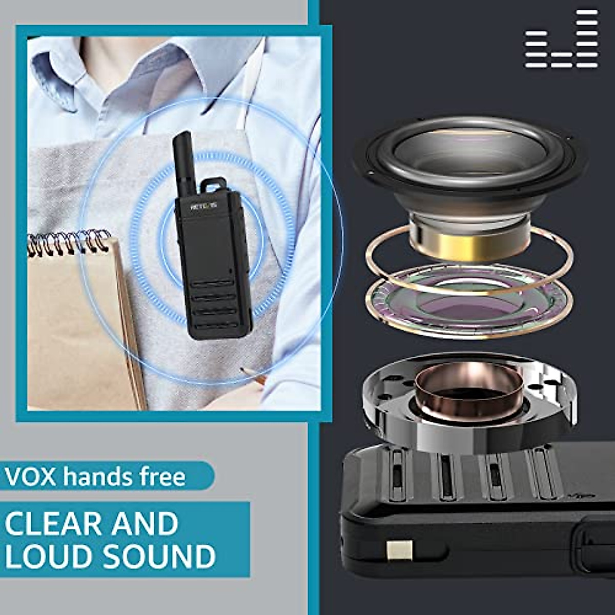 Retevis RB39 Walkie-Talkies,USB-C Rechargeable Two-Way Radios,Call Tone,Rugged,VOX Hands Free Portable 2 Way Radios for Healthcare Utility School Government(10 Pack)