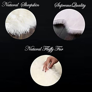 NGF Genuine Sheepskin Rug Natural Luxury Fluffy Lambskin Rug for Home Deco Bedroom 2.5 ft X 1.5 ft… (Champagne Rug)