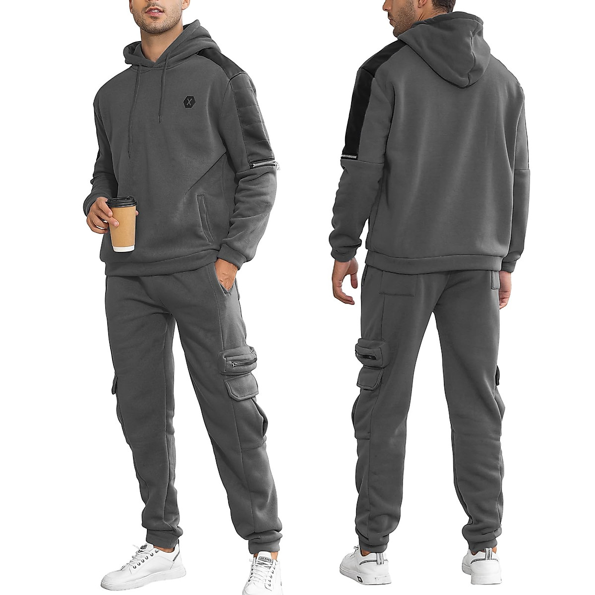 VoLIta Men's Tracksuit 2 Piece Hoodie Athletic Jogging Sweatsuits for Men Casual Sports Long Sleeve Pullover Suit Set