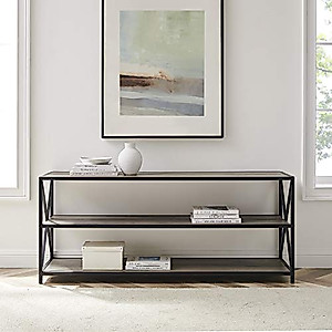 Walker Edison 2 Shelf Industrial Wood Metal Bookcase Tall Bookshelf Storage Home Office, 60 Inch, Grey