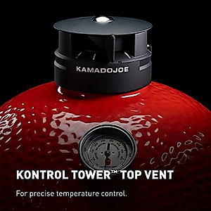 Kamado Joe KJ23RHC Classic Joe II 18-inch Charcoal Grill with Cart and Side Shelves, Blaze Red