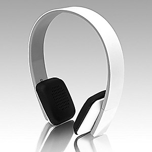 Aluratek Bluetooth Wireless Headphones with Built-in Battery, Stream Audio from iPhone, iPad, Smartphone, Tablet, PC, MAC, Laptop, White (ABH04F)