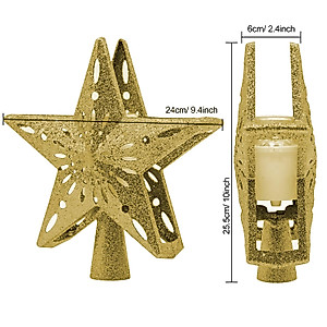 YOCUBY Star Christmas Tree Topper Lighted with Built-in Rotating Magic Ball, Christmas Decoration, LED Treetop Projector for Crown Christmas Tree, Xmas/Holiday/Winter Home Wonderland Party Ornament